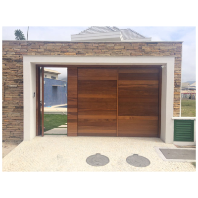 Portão de Garagem (A) Conjunto com Porta Lateral em Réguas Horizontais ...